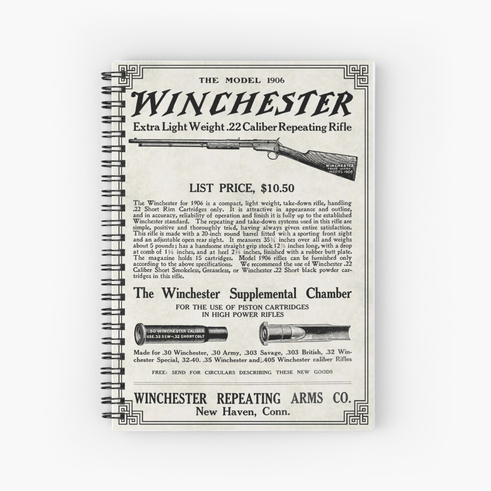 "Vintage 1906 Winchester Rifle Advertising Art" Spiral Notebook for ...