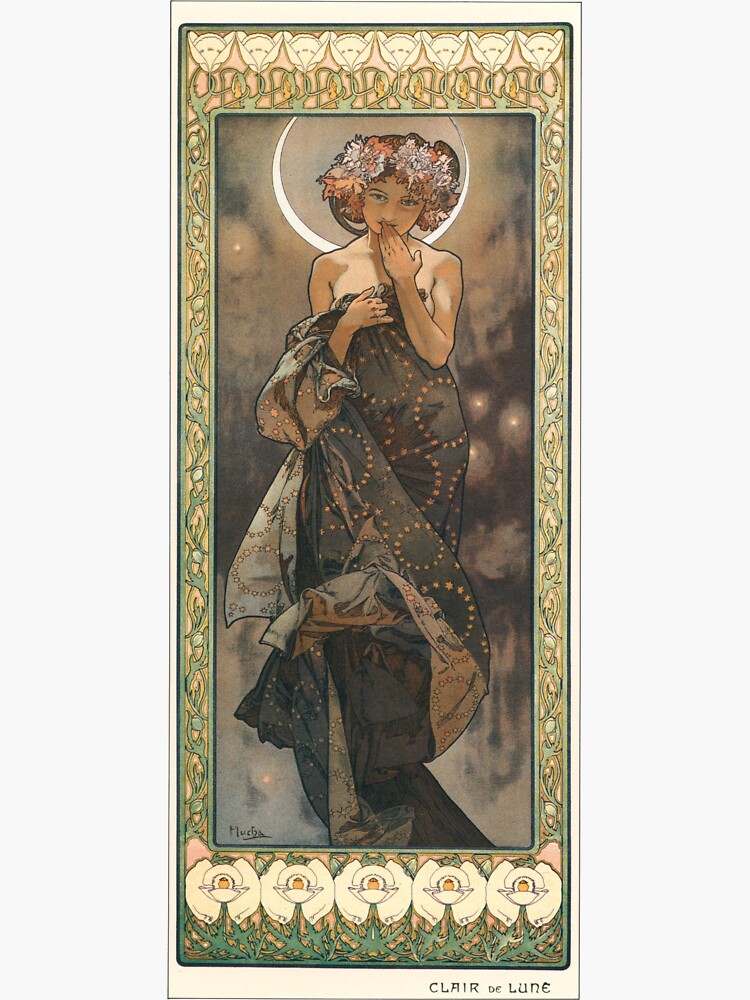 "Alphonse Mucha art nouveau, CLAIR DE LUNE,Elegant Beauty - Alphonse ...