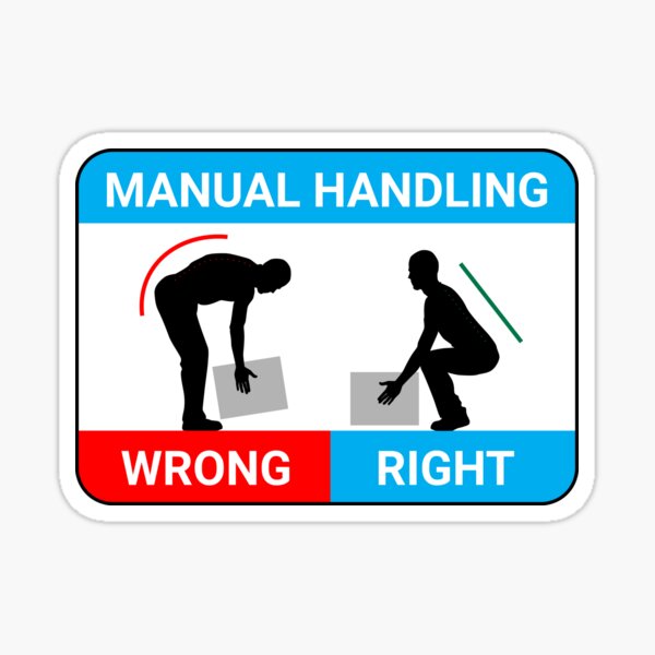 "Safe manual handling." Sticker for Sale by safetyguide | Redbubble