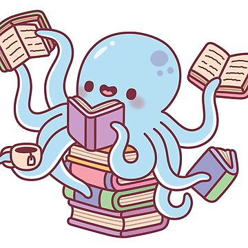 "Cute Octopus Busy Reading Books" Sticker for Sale by rustydoodle ...