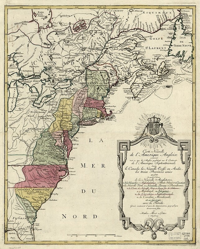 "Colonial America Map by Matthaus Lotter (1776)" by allhistory | Redbubble