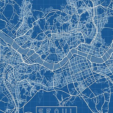 "Seoul City Map of South Korea - Blueprint" Poster for Sale by deMAP ...