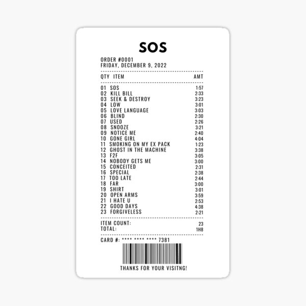 "SOS receipt" Sticker for Sale by 1xstonee-shop | Redbubble