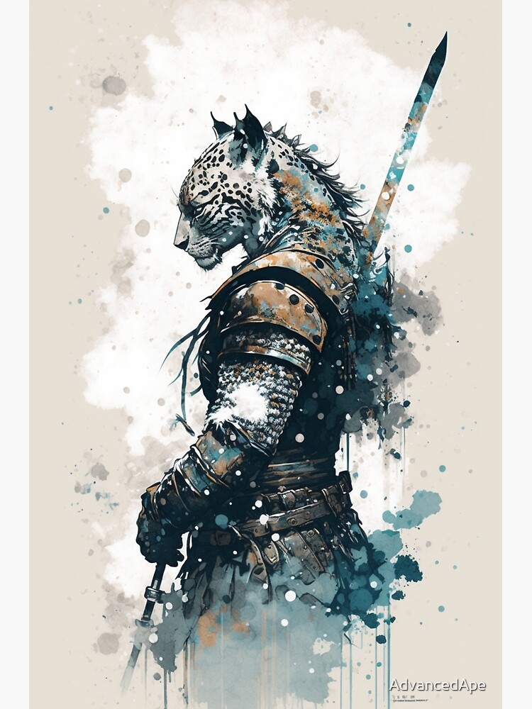 "Samurai Snow Leopard Watercolor" Poster for Sale by AdvancedApe ...