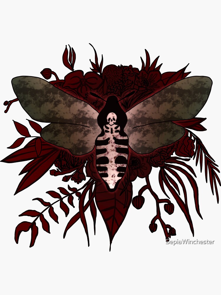 "Goth moth - deaths head hawk moth floral design" Sticker for Sale by ...