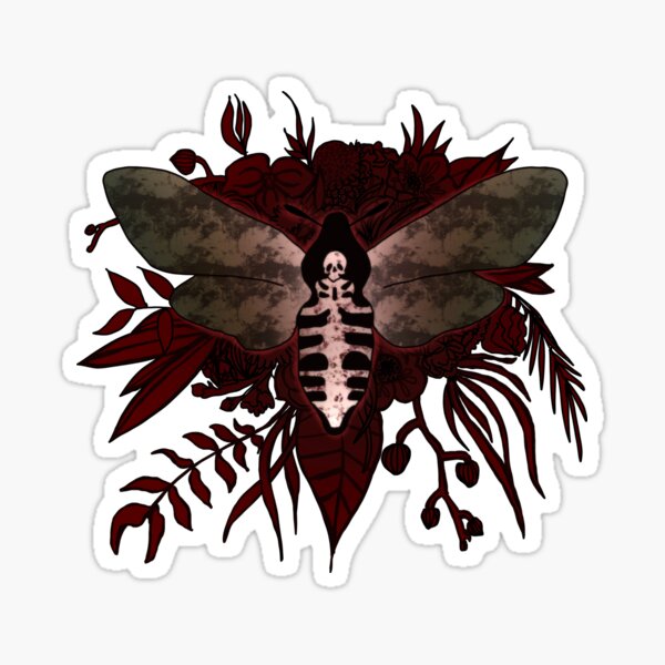 "Goth moth - deaths head hawk moth floral design" Sticker for Sale by ...