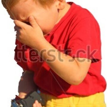 "little boy crying with a gun meme" Sticker for Sale by macywade ...