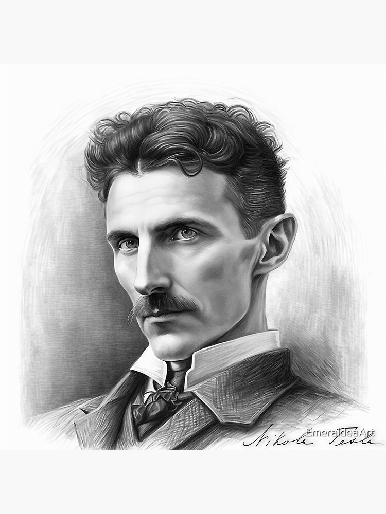 "Nikola Tesla, drawing and his signature" Sticker for Sale by ...