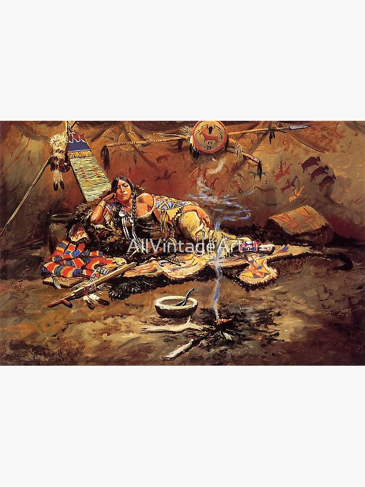 "Vintage Charles Marion Russell Waiting and Mad 1899 Fine Art ...