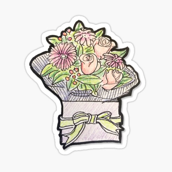 "Scribble Flowers" Sticker for Sale by pixelvision | Redbubble