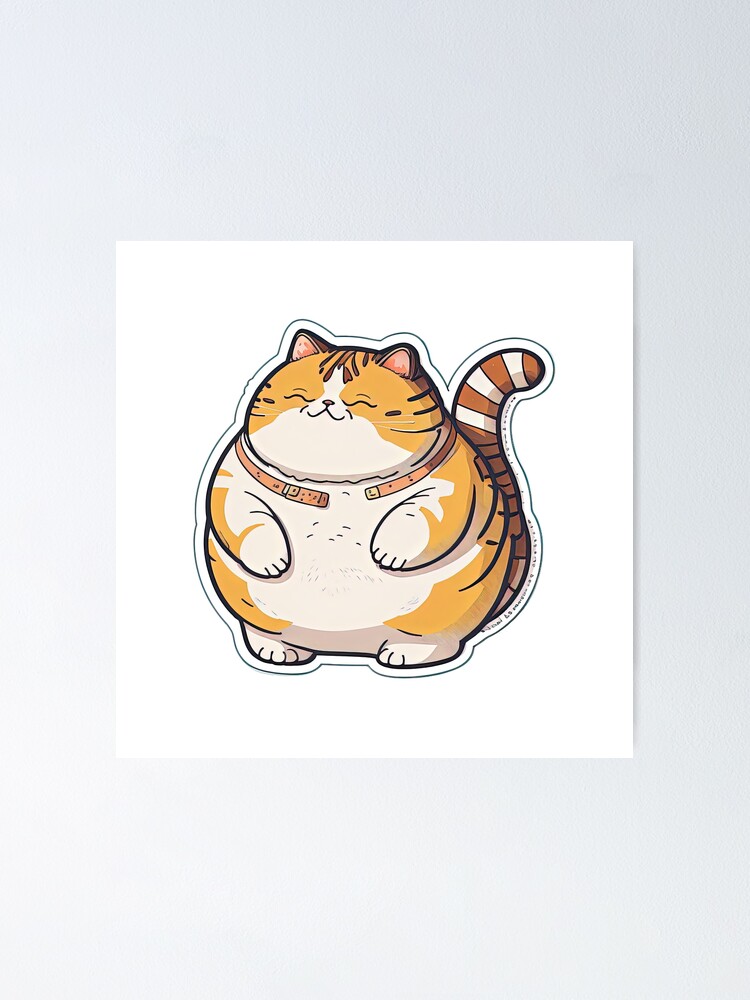"Fatest Cat Obese Animals Cartoon Anime Style" Poster for Sale by ...
