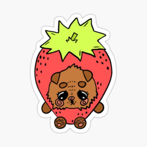 "Strawberry pup sticker " Sticker for Sale by TillysTeaTime | Redbubble