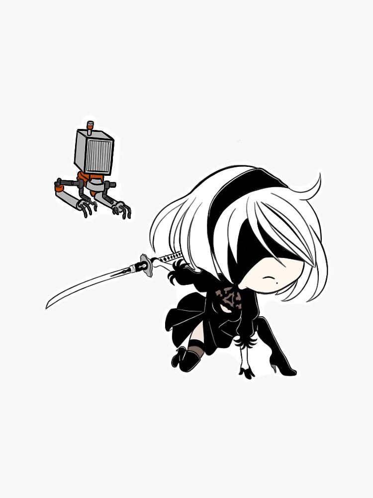 "2B Battle Ready" Sticker for Sale by fadeddreamss | Redbubble