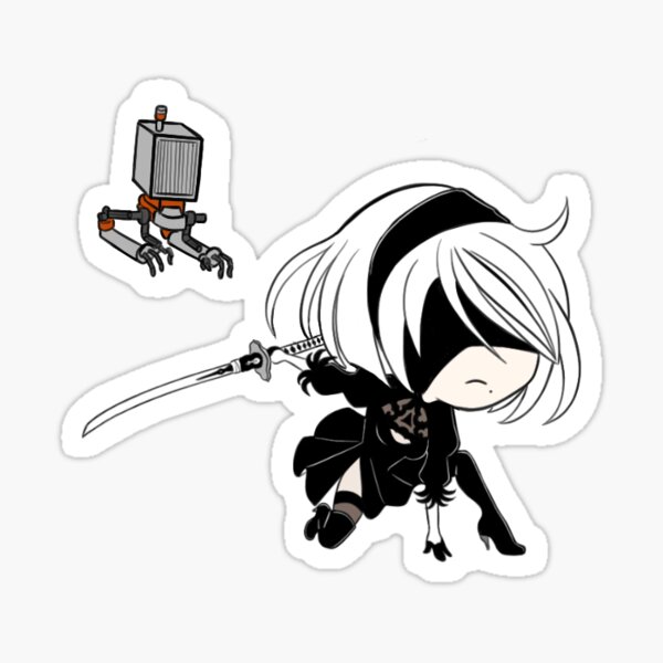 "2B Battle Ready" Sticker for Sale by fadeddreamss | Redbubble