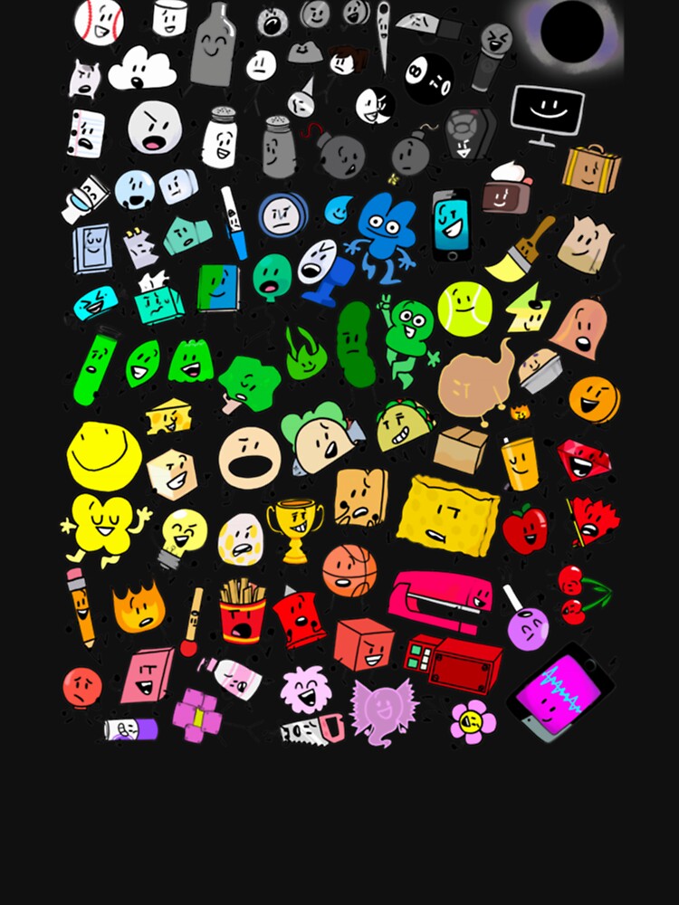 "BFDI Inanimate Insanity All Characters Transparent Classic " T-shirt ...