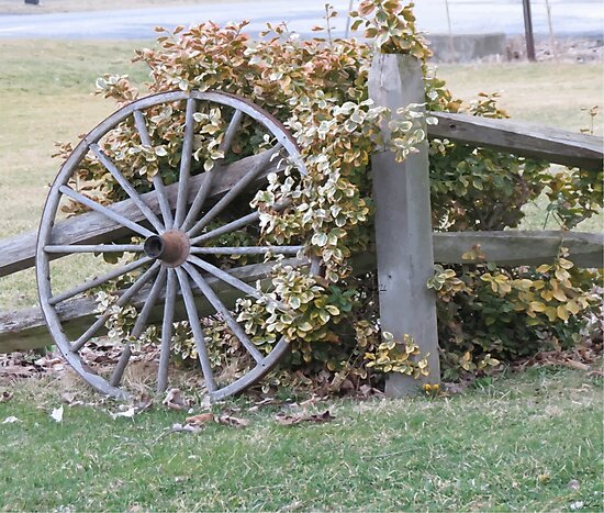 "Wagon Wheel on a Split Rail Fence Beautiful Fall Photo" Photographic ...