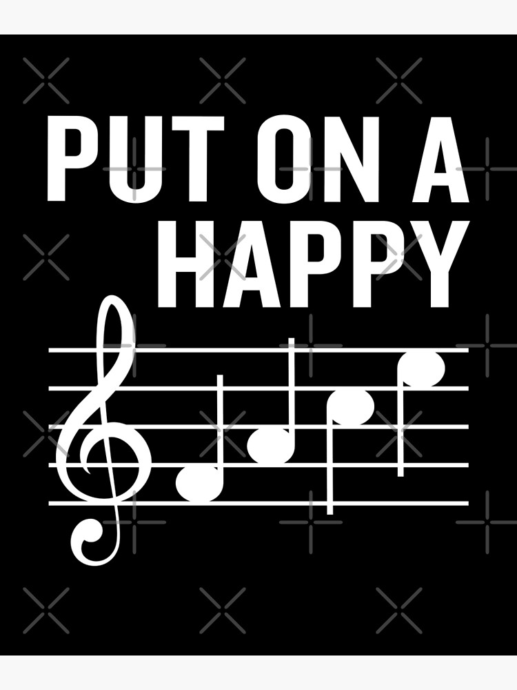 "Put On a Happy Face Funny Music Note Joke" Poster by JapaneseInkArt ...