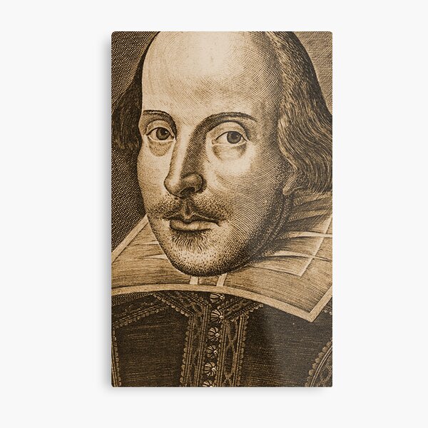 "Shakespeare Droeshout Engraving Portrait" Metal Print for Sale by ...
