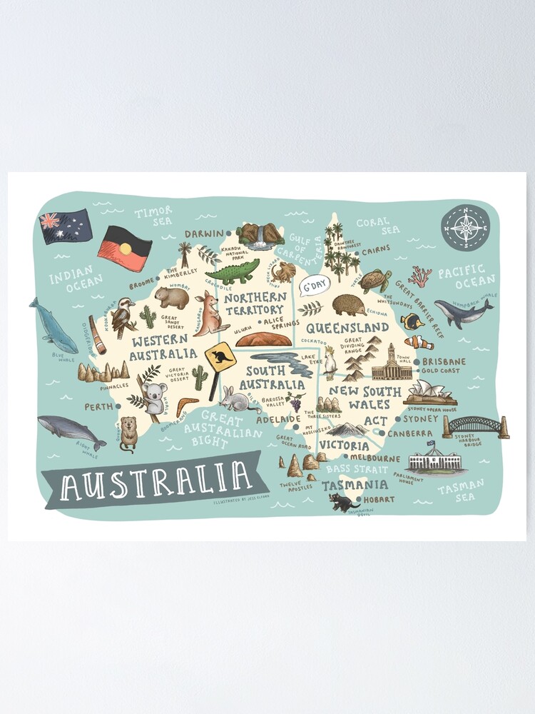 "Map of Australia" Poster for Sale by thosepencils | Redbubble