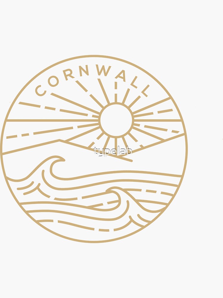 "Cornwall Beach, South England Emblem - Black" Sticker for Sale by ...