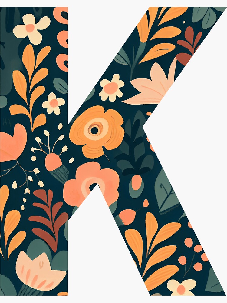 "Whimsical Floral Letter K Sticker" Sticker for Sale by BotanicalWoe ...