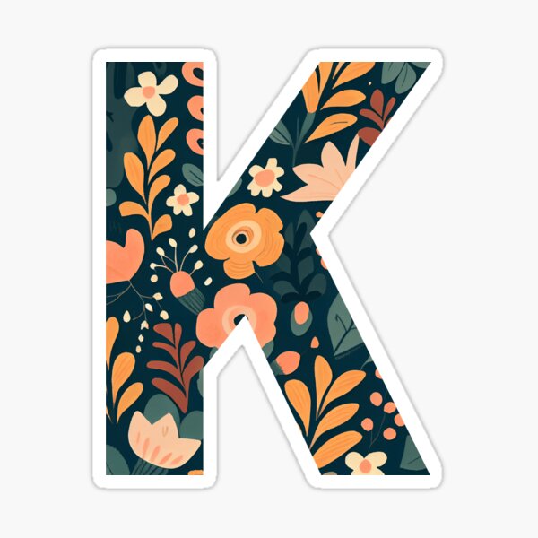 "Whimsical Floral Letter K Sticker" Sticker for Sale by BotanicalWoe ...