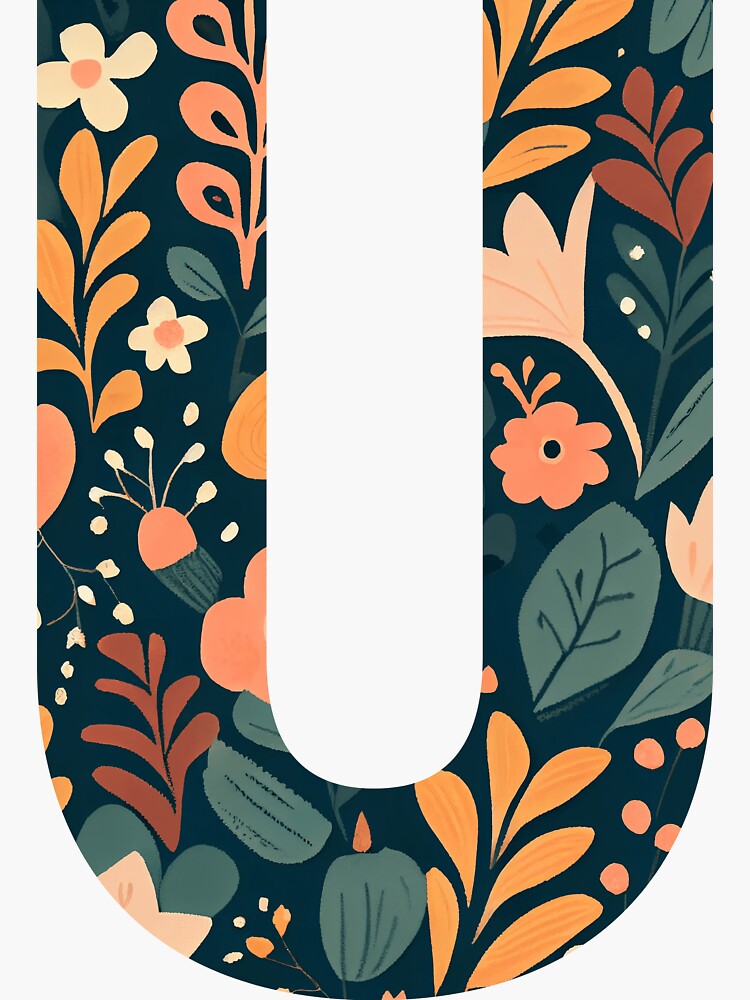 "Whimsical Floral Letter U Sticker" Sticker for Sale by BotanicalWoe ...