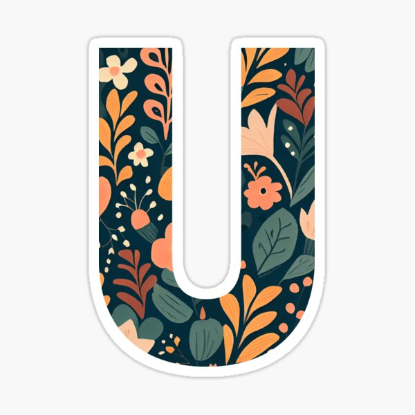 "Whimsical Floral Letter U Sticker" Sticker for Sale by BotanicalWoe ...