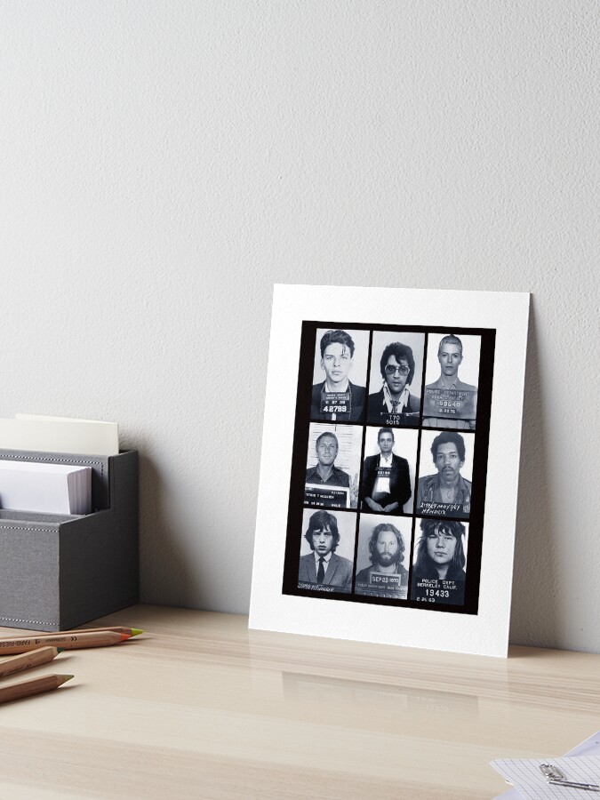 Celebrity Mugshots Photography Black Border Rock Stars And Actors