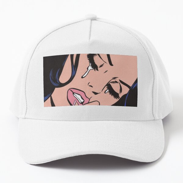 "Black Hair Crying Comic Girl" Cap for Sale by turddemon | Redbubble