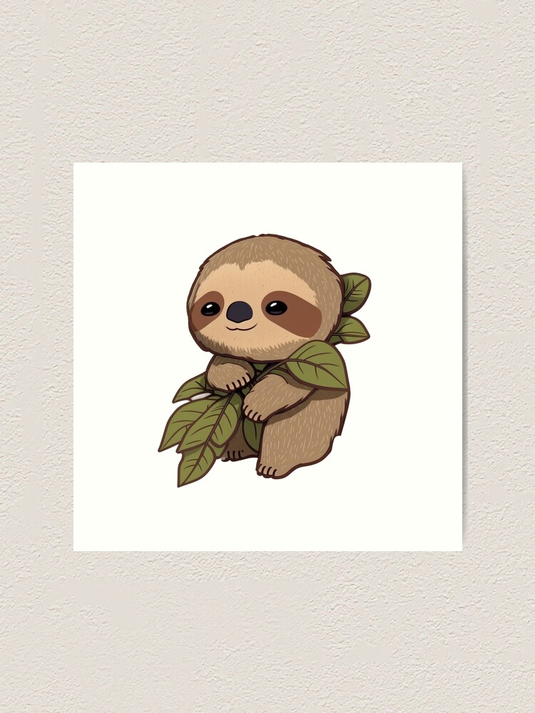 "Happy Sloth Drawing Leafy " Art Print for Sale by KodakDesigns | Redbubble