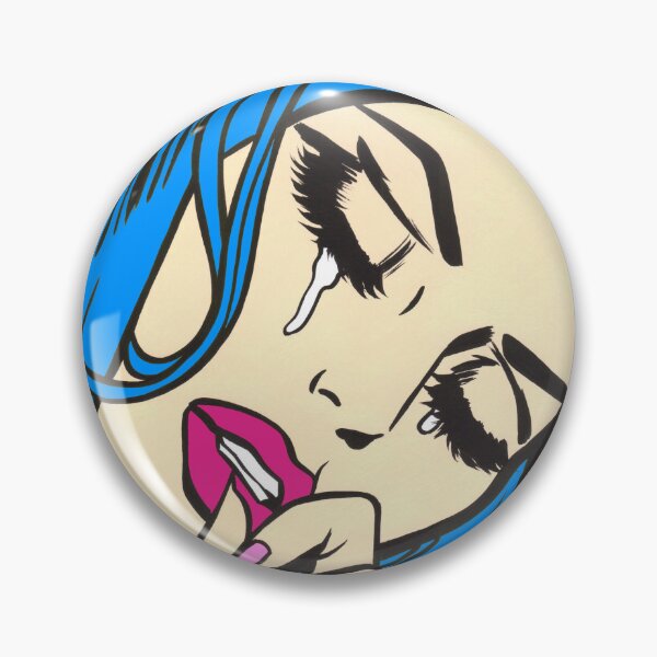 "Blue Hair Crying Comic Girl" Pin for Sale by turddemon | Redbubble