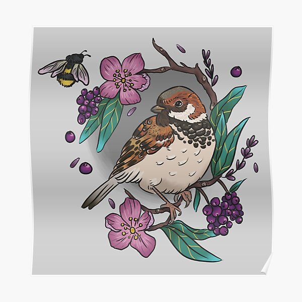 "Sparrow design bumblebee" Poster by Wieskunde | Redbubble