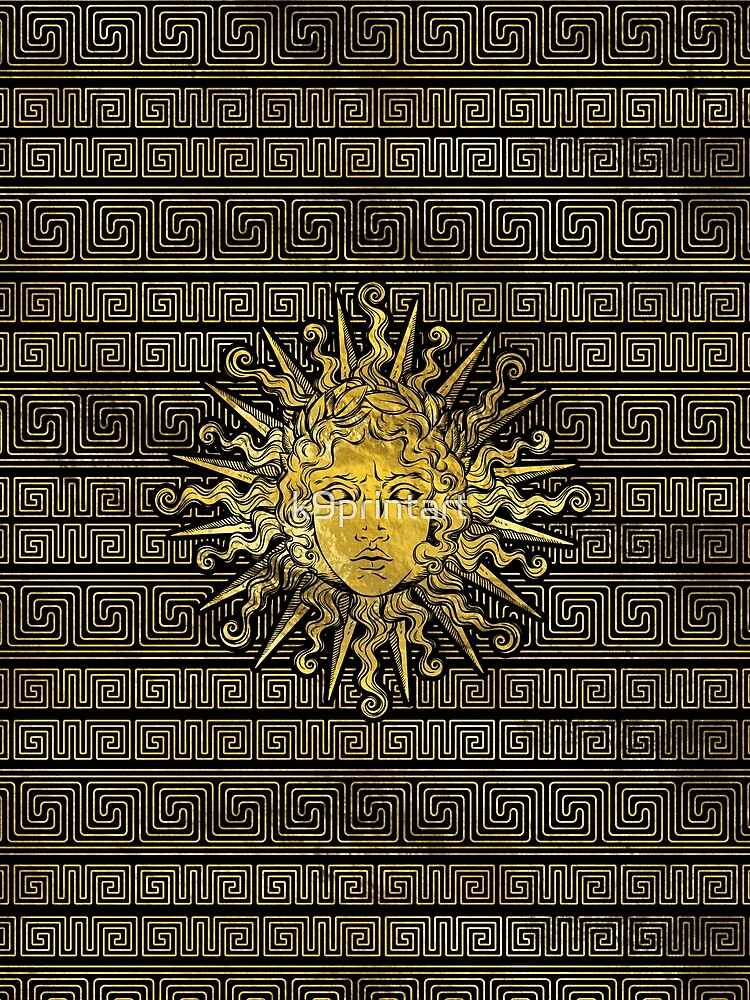 "Apollo Sun Symbol on Greek Key Pattern" T-shirt for Sale by k9printart ...