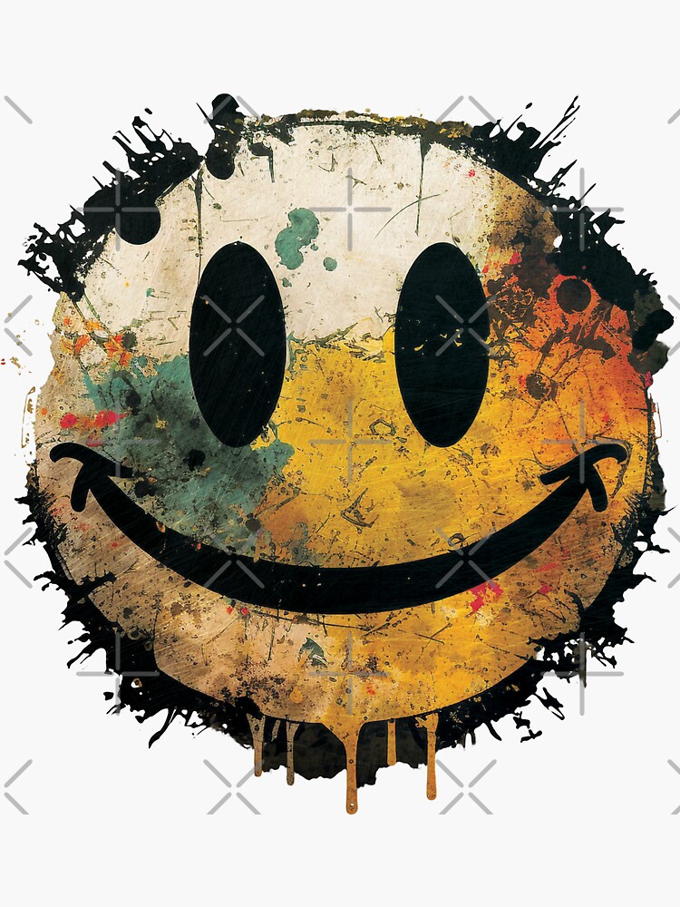 "Grunge Emoticon Smile Face" Sticker for Sale by Jarmo Piironen | Redbubble