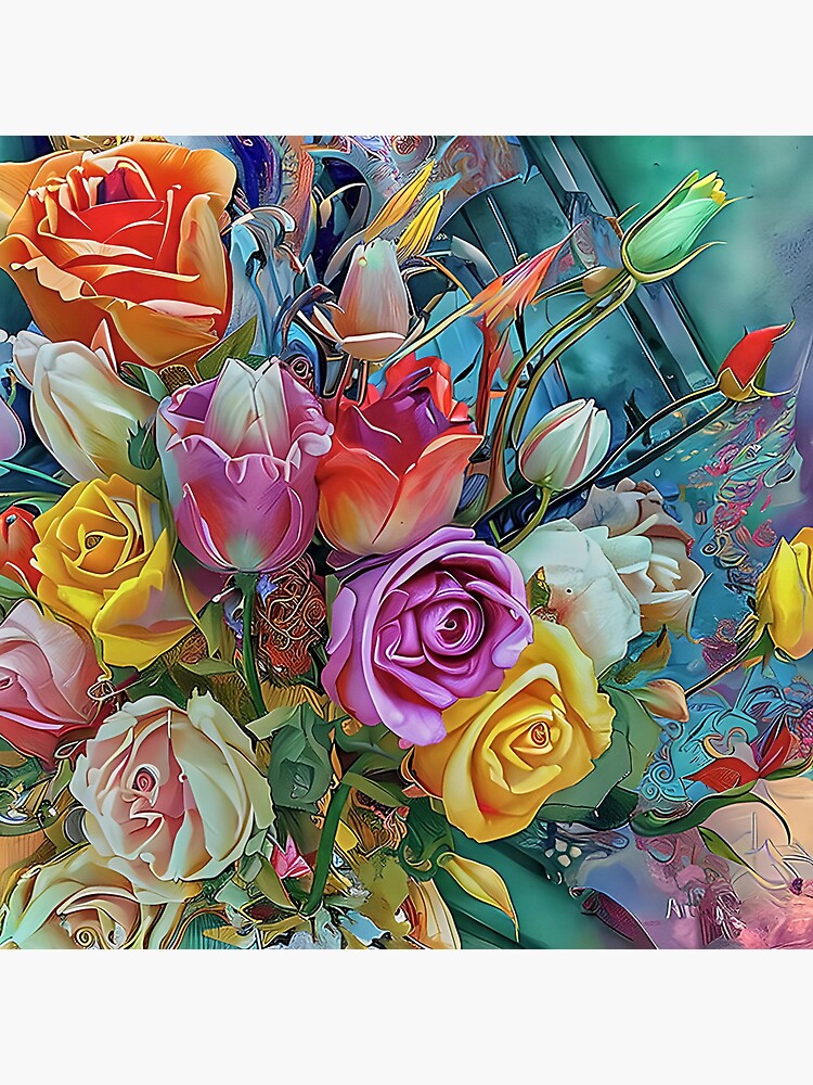 "Art with roses " Sticker for Sale by bogfl | Redbubble