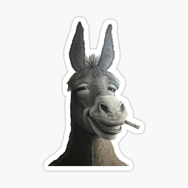 "Anthropomorphic donkey smoking a cigar" Sticker by Shak-Adventures ...