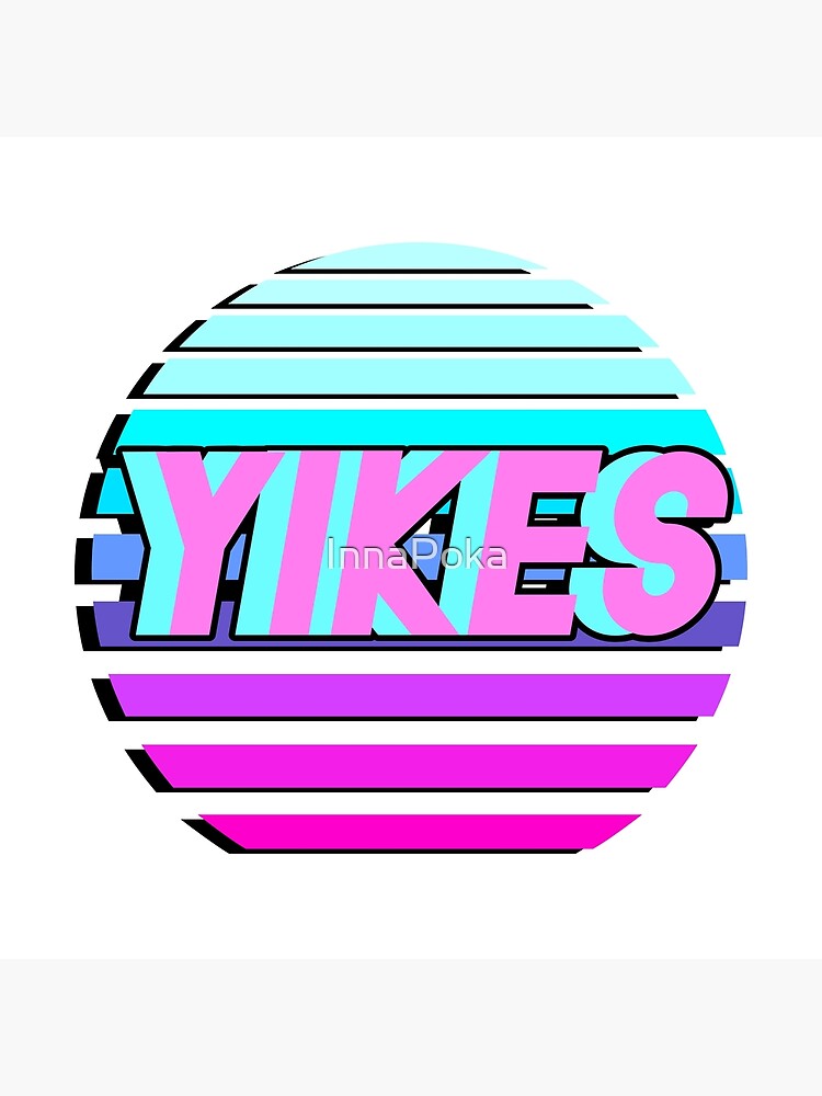 "Vaporwave pattern with palms and words "yikes" #2" Canvas Print by ...