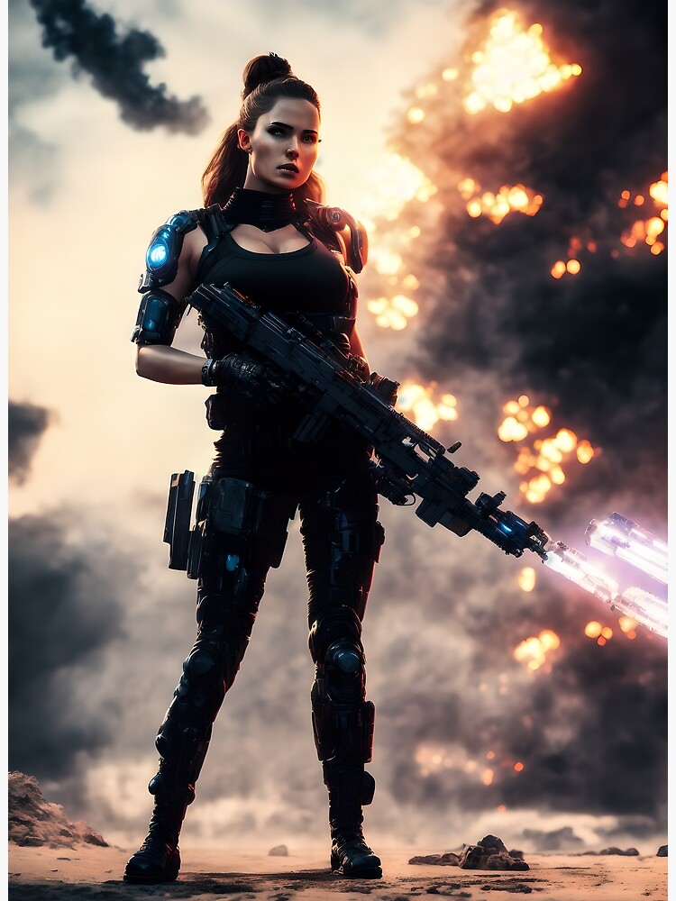 "Sexy terminator woman with a gun." Poster for Sale by Maniock | Redbubble