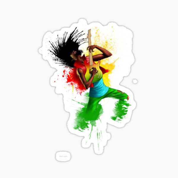 "Rasta Man With guitar and Reggae colours" Sticker for Sale by ...