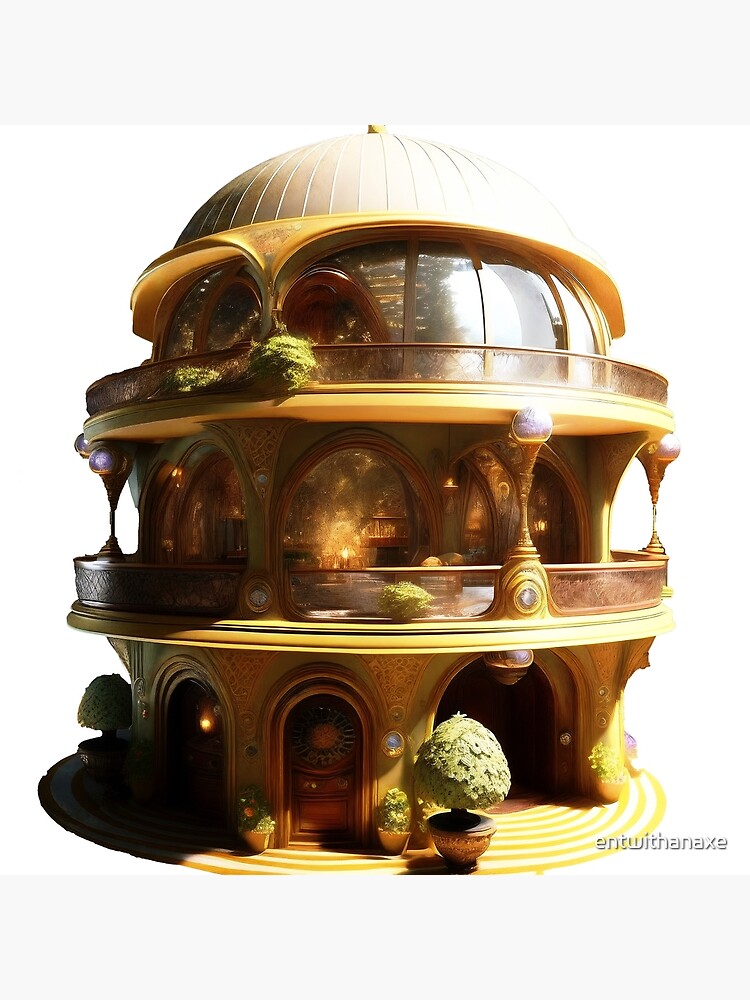 "Futuristic Art Nouveau Fantasy Round Cozy Parnassus Palace House ...