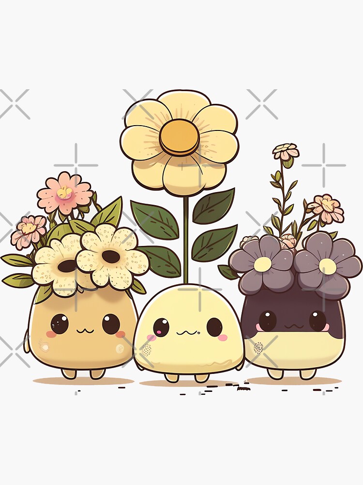 "Cute chibi flower gang" Sticker by ChibiInstant | Redbubble