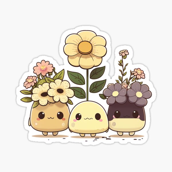 "Cute chibi flower gang" Sticker by ChibiInstant | Redbubble
