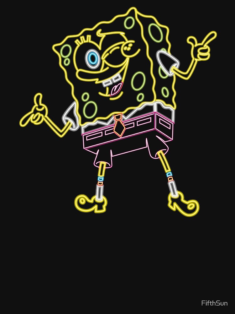 "SpongeBob SquarePants Winking Neon Outline" Essential T-Shirt for Sale ...