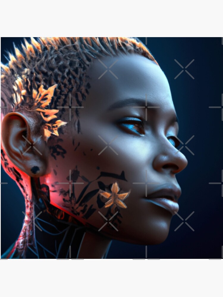 "Dystopian cyberpunk girl with a floral pattern haircut, cyberpunk city ...