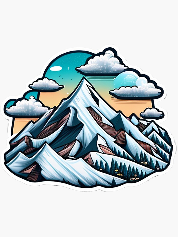 "Snowy Mountains Sticker" Sticker for Sale by Walford-Designs | Redbubble