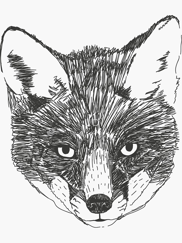 "Fox Line Drawing" Sticker by JaritLuin | Redbubble