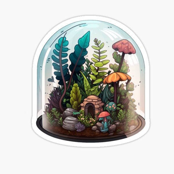 "Cute Dome Terrarium" Sticker for Sale by RobotPrintPress | Redbubble