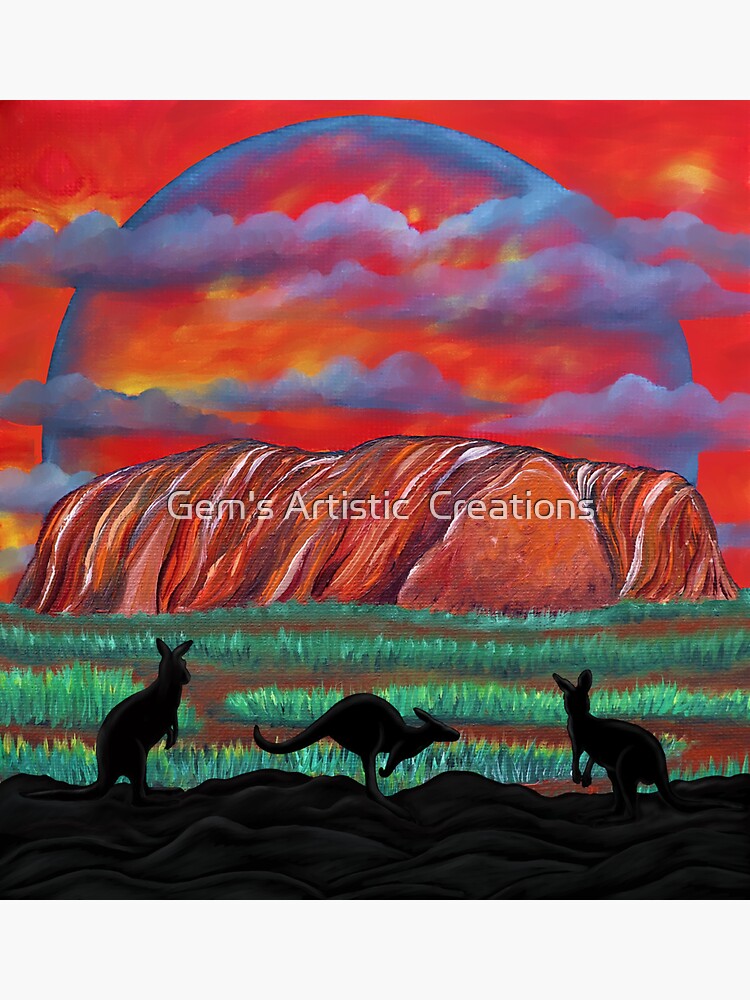 "Kangaroo Uluru" Sticker for Sale by GreenGeckoArt | Redbubble