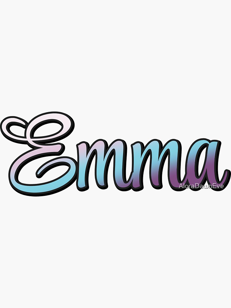 "Pretty Script Emma Name in Cool Colors" Sticker for Sale by ...